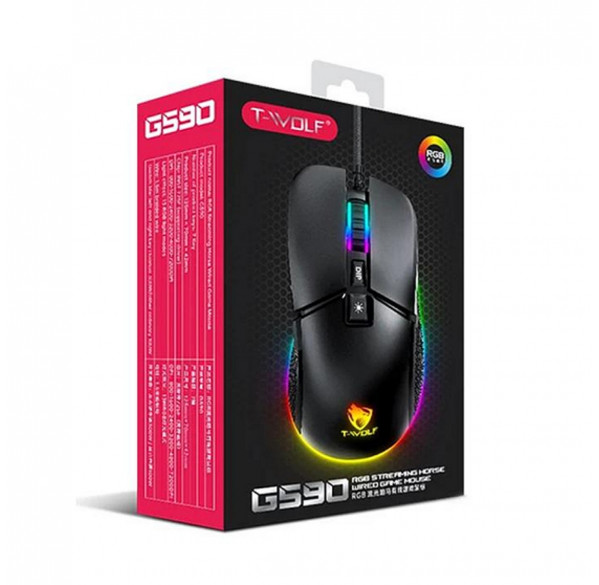 Купить в Ашхабаде Мышь игровая проводная T-WOLF G590 с RGB подсветкой